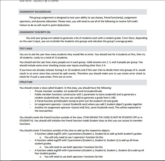 Solved DUE DATE: 10724717 TT:59PM ASSIGNMENT BACKGROUND This | Chegg.com