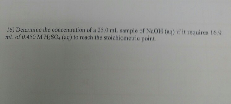 16) Determine the concentration of a 25.0 mL sample | Chegg.com