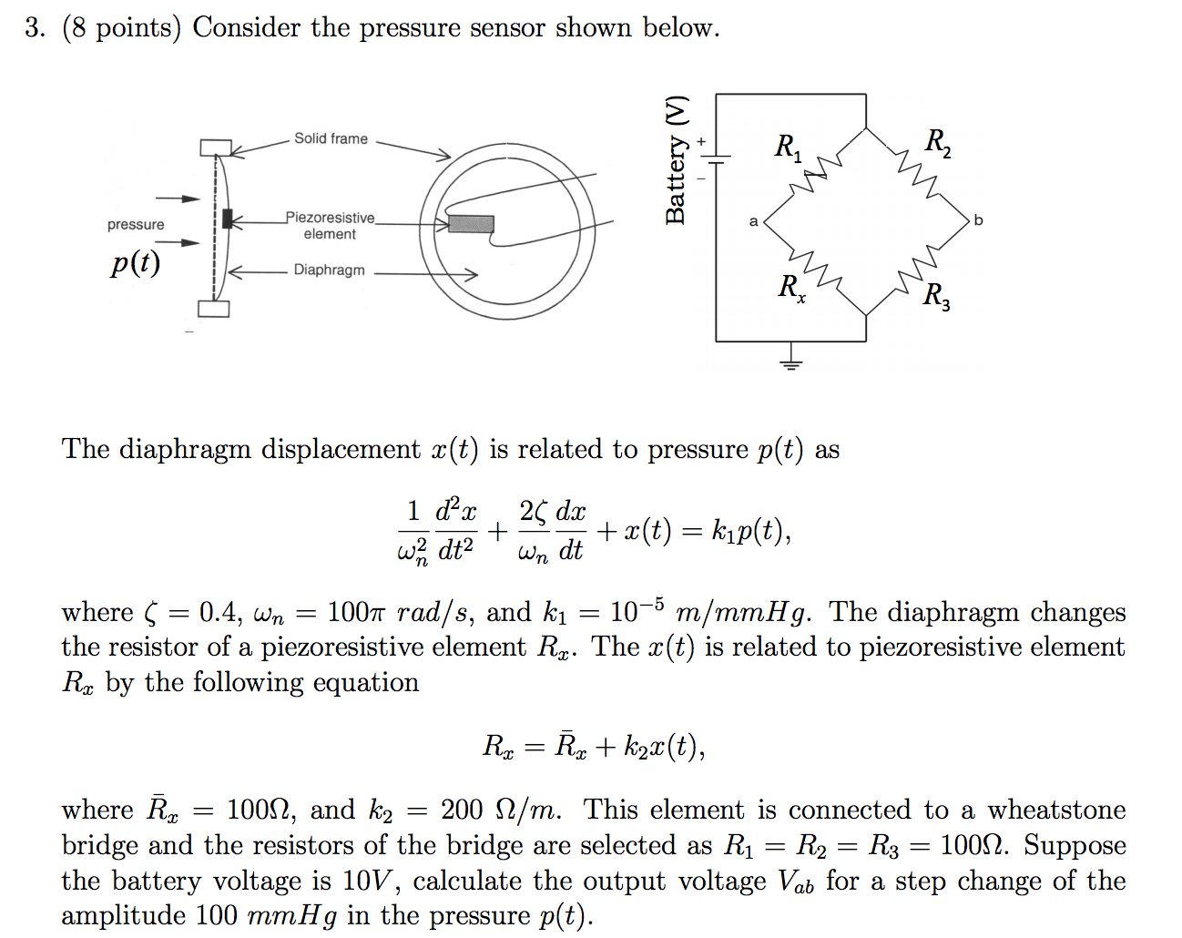 Solved Consider the pressure sensor shown below. The | Chegg.com