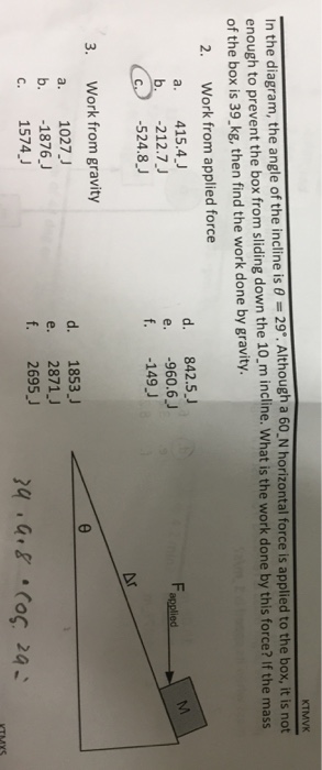 Solved In the diagram, the angle of the incline is theta = | Chegg.com