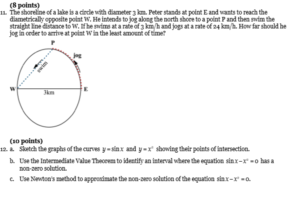 Solved The shoreline of a lake is a circle with diameter | Chegg.com