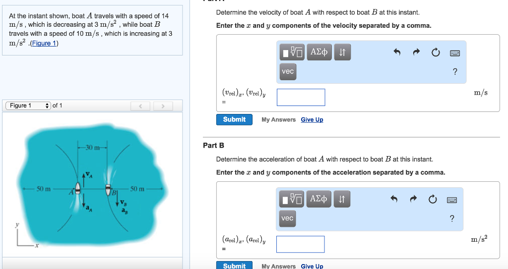 Solved Determine The Velocity Of Boat A With Respect To Boat
