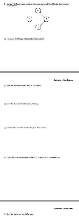 Solved 5 Using JK lp-lop design a clock aynchronous countar | Chegg.com