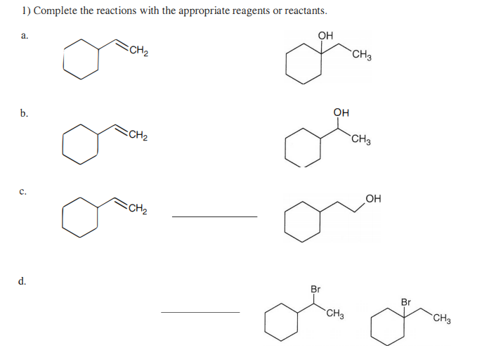 Solved 1) Complete the reactions with the appropriate | Chegg.com