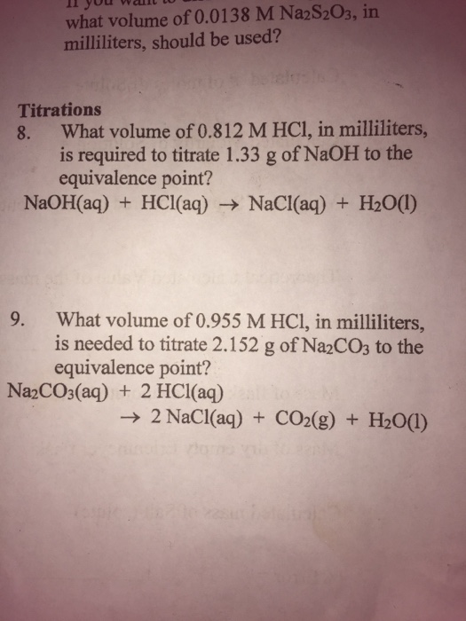 Solved What volume of 0.812 M HCl, in milliliters, is | Chegg.com