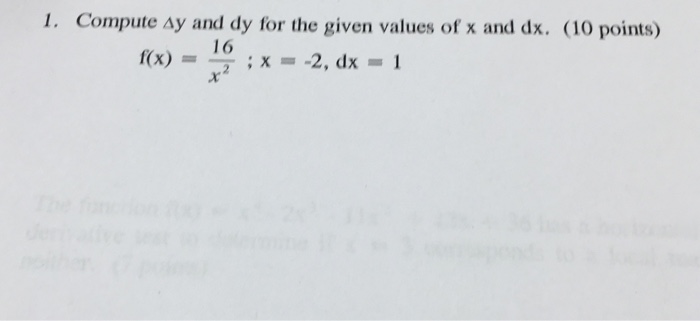 Solved Compute Delta y and dy for the given values of x and | Chegg.com