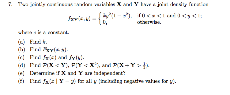 Solved Two jointly continuous random variables X and Y have | Chegg.com