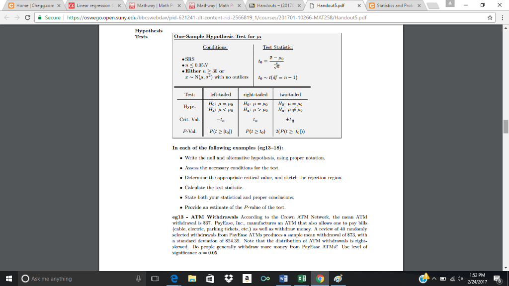 Statistics And Probability Archive | February 24, 2017 | Chegg.com