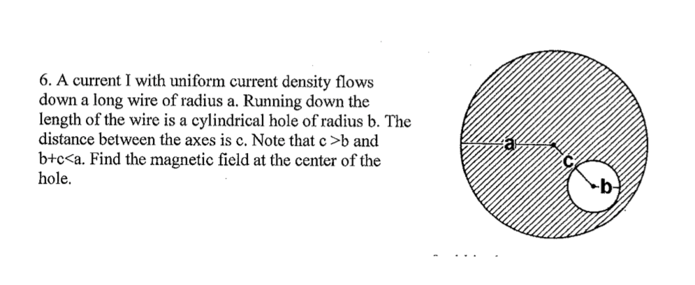 Solved 6. A current I with uniform current density flows | Chegg.com