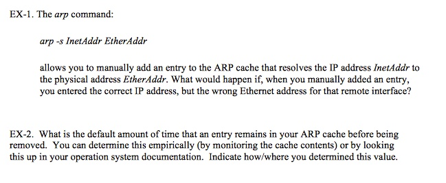Solved The arp command: arp -s InetAddr EtherAddr allows | Chegg.com