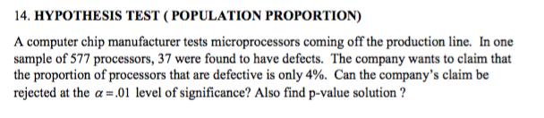 Solved Hypothesis Test Population Proportion A Computer 9160