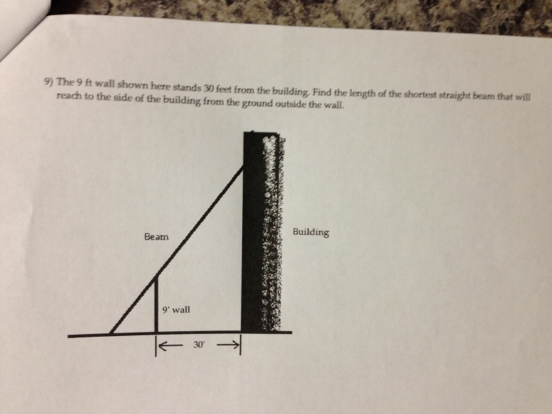 The 9 ft wall shown here stands 30 feet from the | Chegg.com