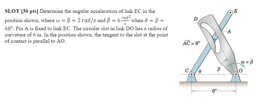 Determine the angular acceleration of link EC in the | Chegg.com