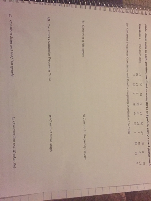 Solved Use Given Data A Construct Frequency Cumulative 3977