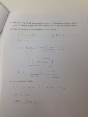 Solved 6. Data from Young's double shit experiment is as | Chegg.com