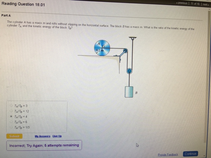 Solved The cylinder A has a mass m and roll without slipping | Chegg.com