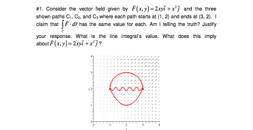 Solved #1. Consider the vector field given by F(x,y)=2xy+xj | Chegg.com