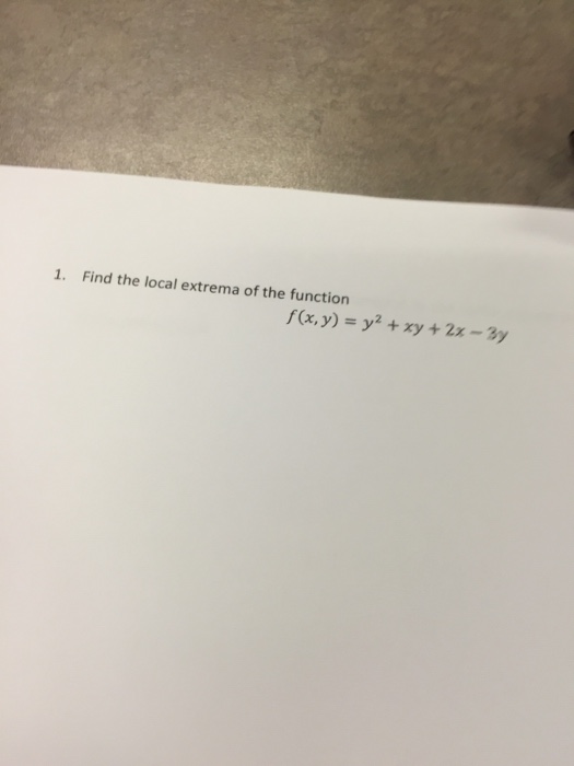 Solved Find the local extrema of the function f(x, y) = y^2 | Chegg.com