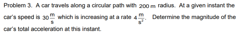 Solved A car travels along a circular path with 200 m | Chegg.com