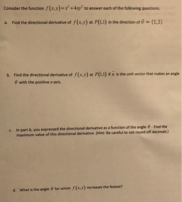 Solved Consider the function f(x, y) = x^2 + 4xy^2 to answer | Chegg.com