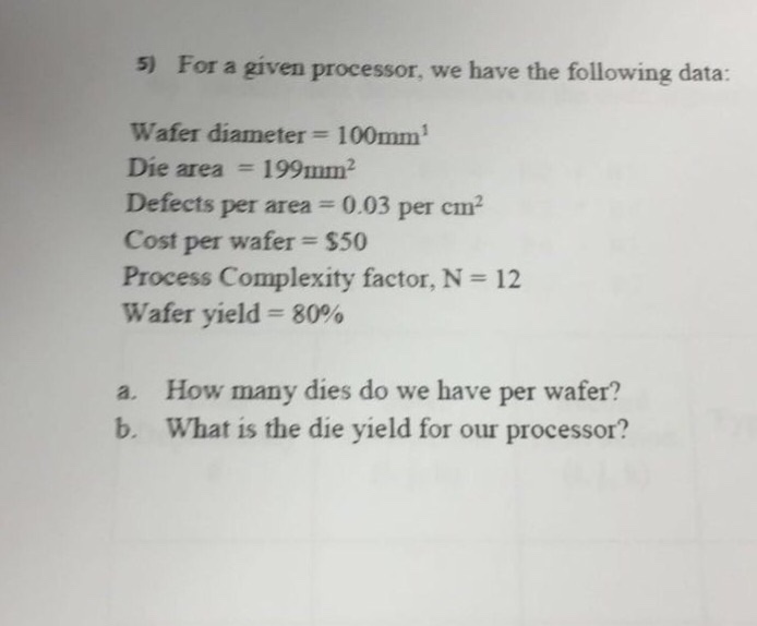 Solved For a given processor, we have the following data: | Chegg.com