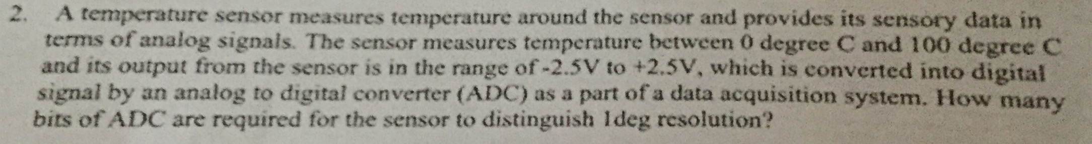 Solved A temperature sensor measures temperature around the | Chegg.com