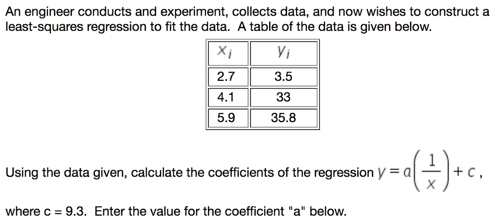 Solved An engineer conducts and experiment, collects data, | Chegg.com