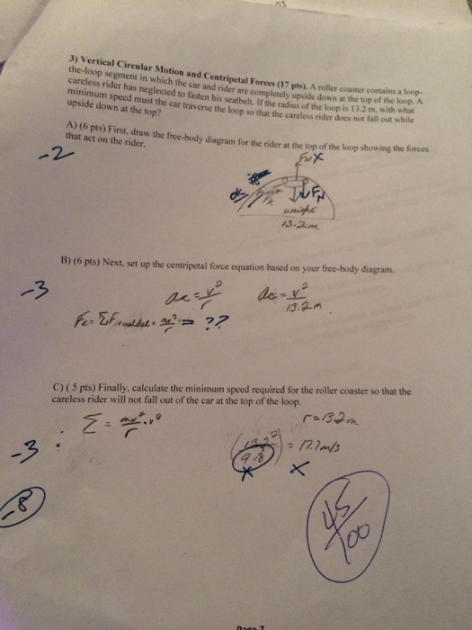 Solved First draw the free-body diagram for the rider at the | Chegg.com