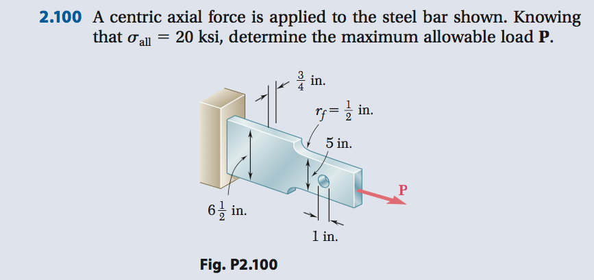 Solved A centric axial force is applied to the steel bar | Chegg.com