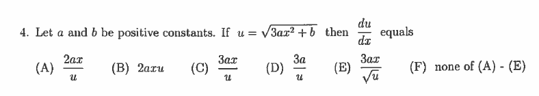Solved then du equals 3a(E) 4. Let a and b be positive | Chegg.com
