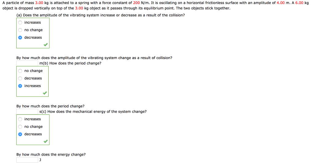 Solved A particle of mass 3.00 kg is attached to a spring | Chegg.com