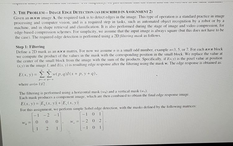 3. THE PROBLEM IMAGE EDGE DETECTION (AS DESCRIBED IN | Chegg.com