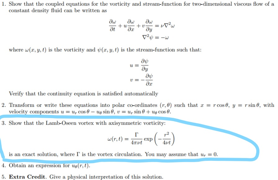 Solved 1. Show that the coupled equations for the vorticity | Chegg.com