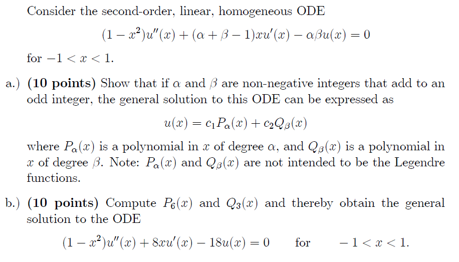 Consider the second-order, linear, homogeneous ODE | Chegg.com