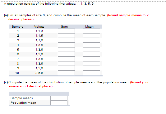 Solved A population consist of the following five values: 1, | Chegg.com