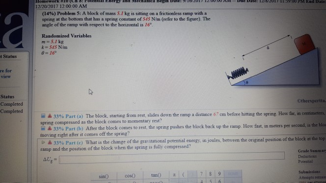 Solved 12/20/2017 12.00:00 AM (U%) Problem 5: A block of | Chegg.com