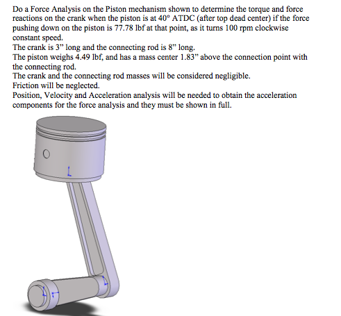 Do a Force Analysis on the Piston mechanism shown to | Chegg.com