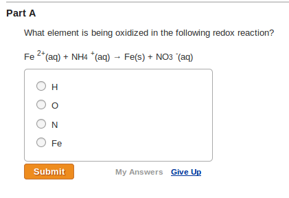 Solved Part A What element is being oxidized In the | Chegg.com
