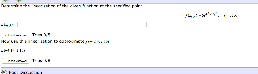 Solved Determine The Linearization Of The Given Function At