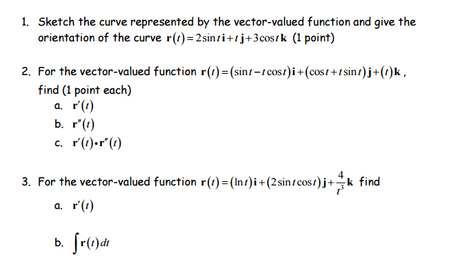 Solved Sketch the curve represented by the vector-valued | Chegg.com