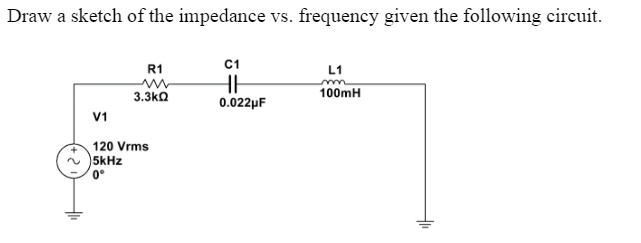 Solved Draw a sketch of the impedance vs. frequency given | Chegg.com