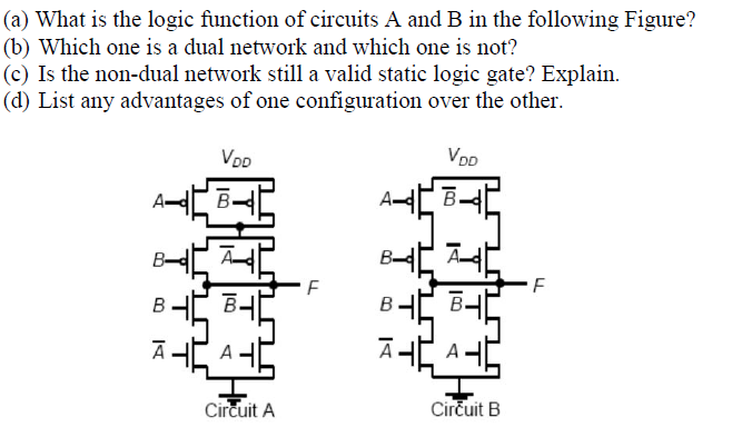 Solved (a) What is the logic function of circuits A and B in | Chegg.com