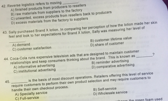 Solved Reverse logistics refers to moving_____________. | Chegg.com