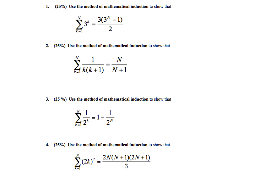 Solved I. (2596) Use the method of mathematical induction to | Chegg.com