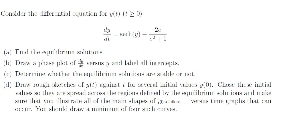 Solved Consider the differential equation for y(t) (t | Chegg.com