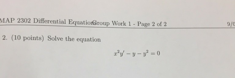 Solved Solve the equation x62y' - y - y^2 = 0 | Chegg.com