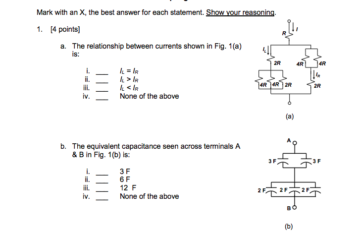 Solved Mark with an X, the best answer for each statement. | Chegg.com