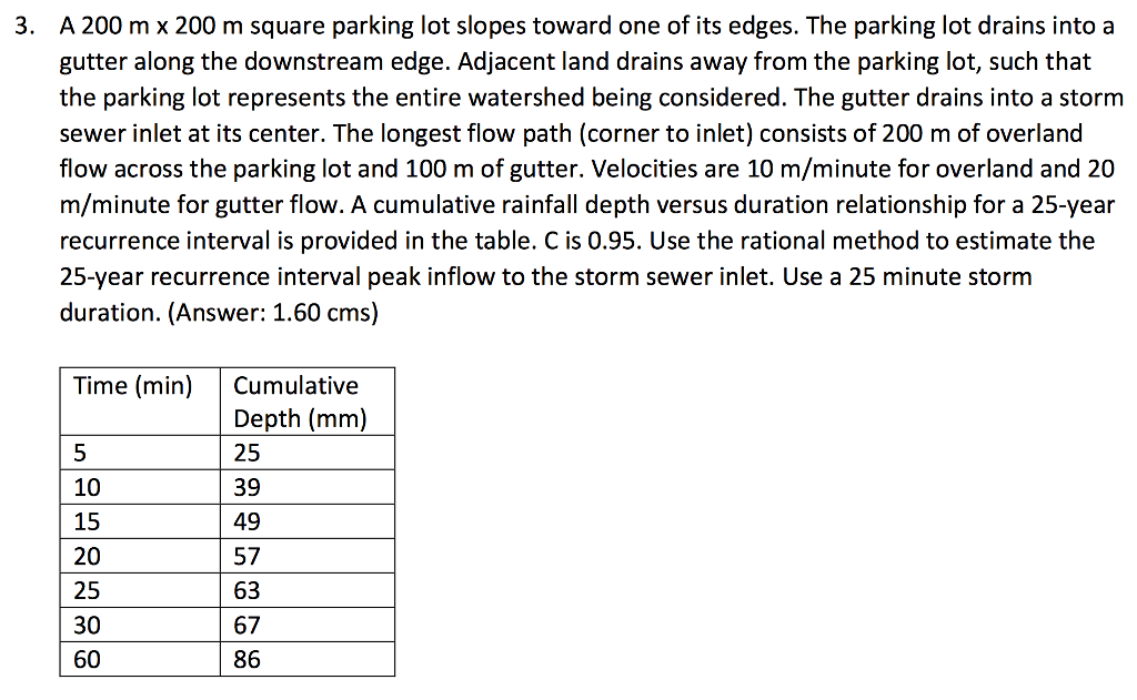 Solved A 200 m x 200 m square parking lot slopes toward one | Chegg.com