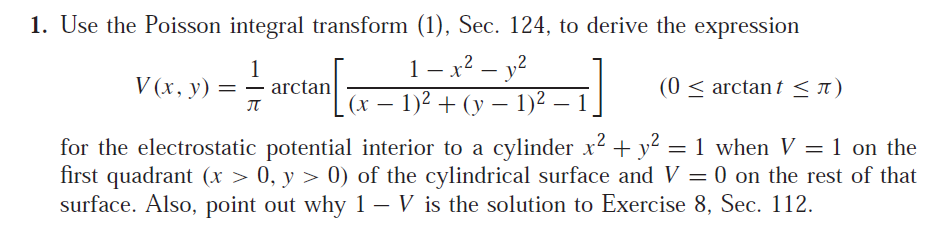 Solved Use the Poisson integral transform (1), Sec. 124, to | Chegg.com