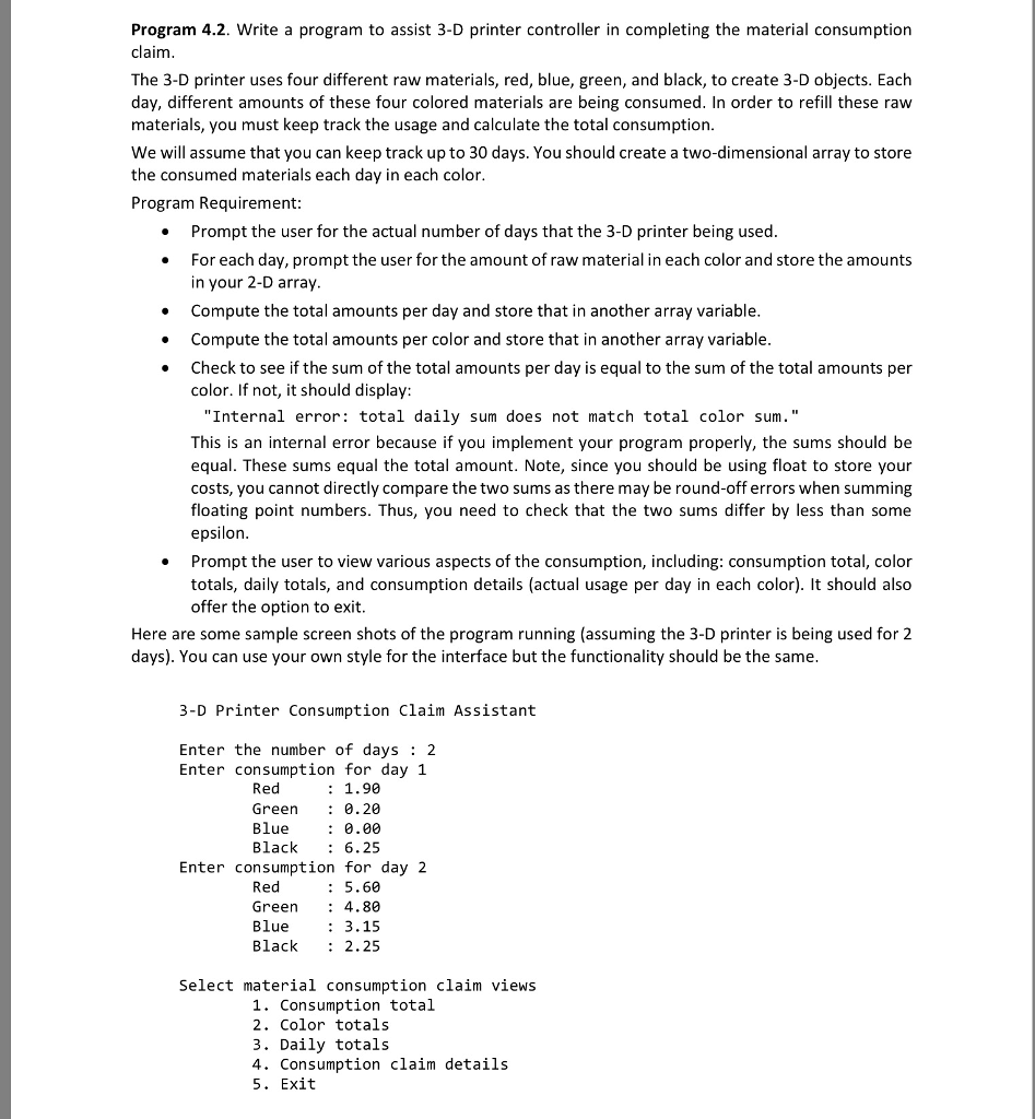 Solved Program 4.2. Write a program to assist 3-D printer | Chegg.com